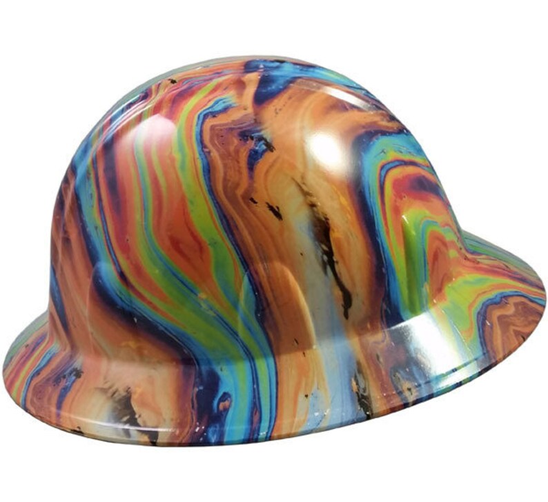 Oil Spill Design Hydro Dipped Hard Hats Full Brim Style With - Etsy