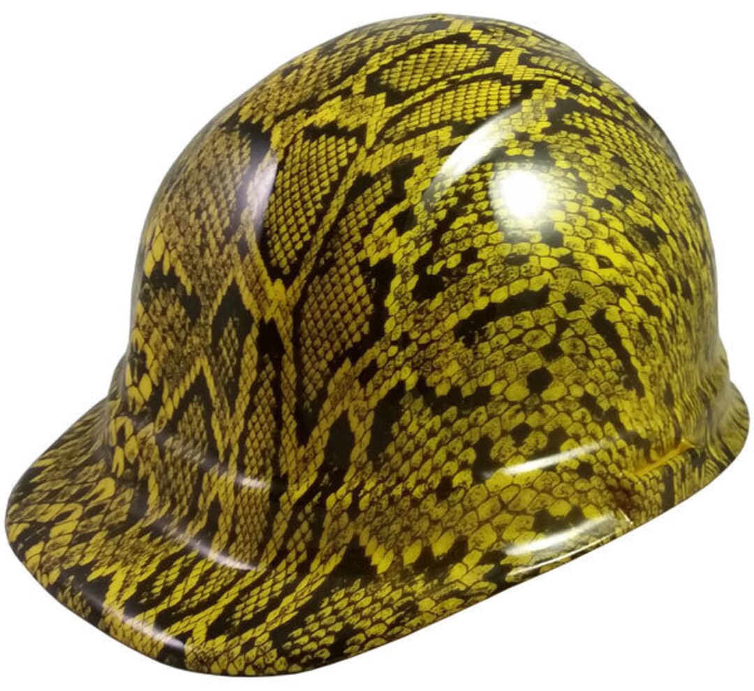 Snakeskin Yellow Hydro Dipped Cap Style Hard Hat With Tote - Etsy