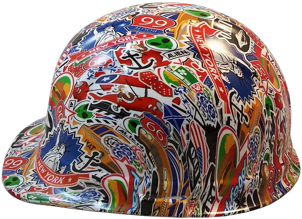 Route 66 Sticker Bomb Hydro Dipped Cap Style Hard Hat With - Etsy