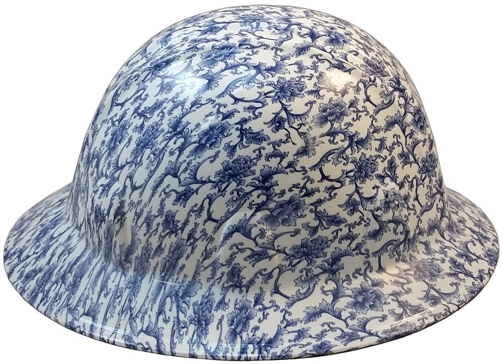 Blue Floral Hydro Dipped Hard Hats Full Brim Style With Tote | Etsy