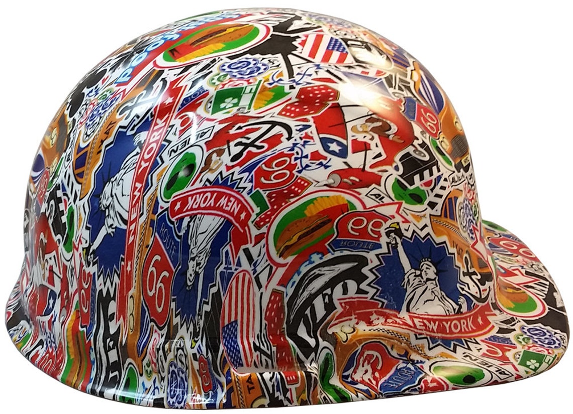 Route 66 Sticker Bomb Hydro Dipped Cap Style Hard Hat With - Etsy