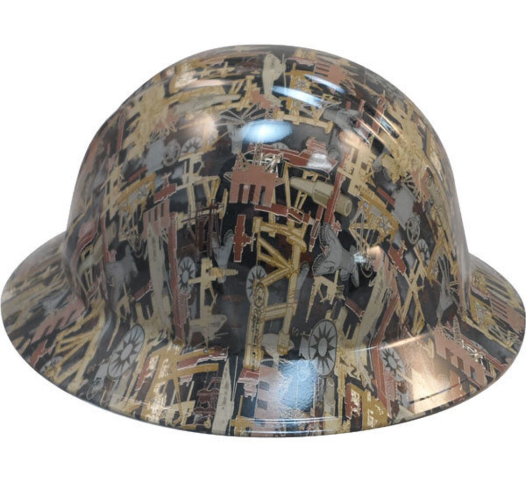 Oilfield Camo White Hydro Dipped Hard Hats Full Brim Style With Tote - Etsy