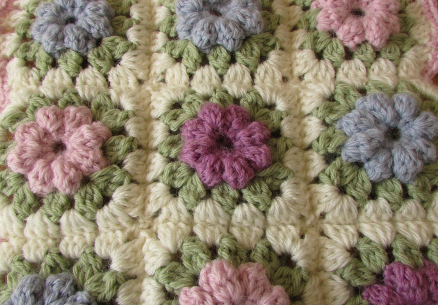 Crochet Puff Stitch Flower Granny Square Written Pattern - Etsy
