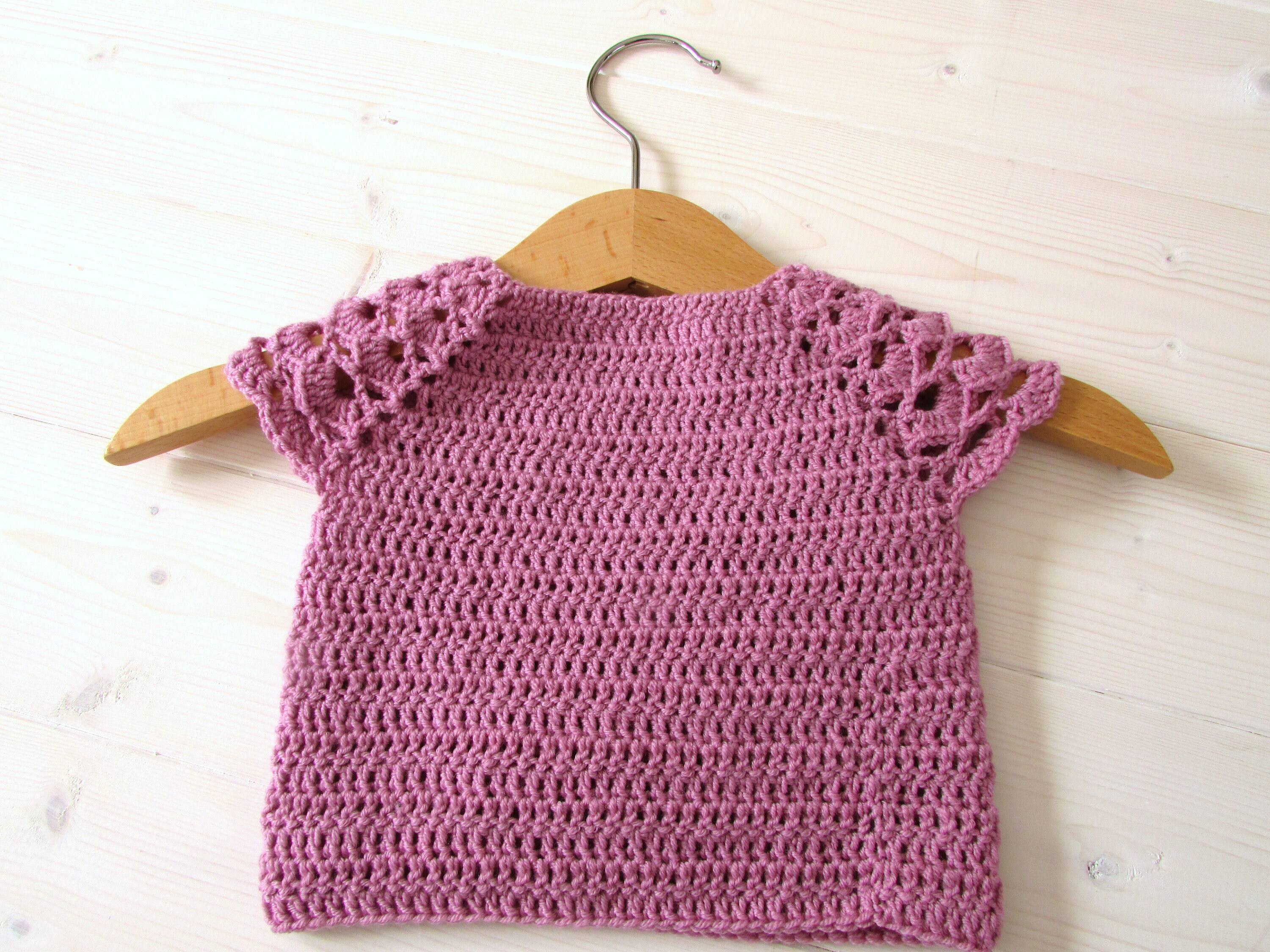 Pretty Crochet Baby Top Written Pattern Lace Sleeve Sweater | Etsy