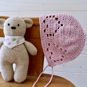 Crochet Emma Bonnet Written Pattern - Cute Baby Bonnet / Hat With Heart ...