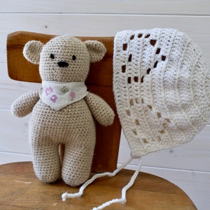 Crochet Emma Bonnet Written Pattern - Cute Baby Bonnet / Hat With Heart ...