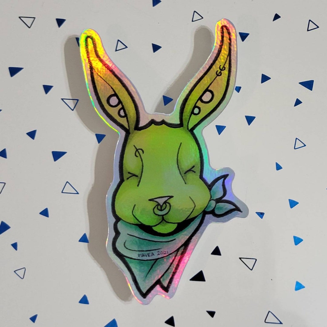 Party Animal Holographic Vinyl Sticker - Jade Bunny - Original Artwork ...