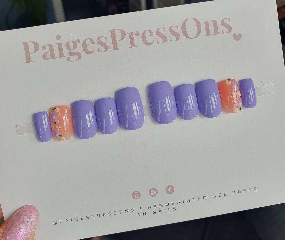 Spring Season - Lot de 10 faux ongles ronds ou ronds cercueil, stylets ...