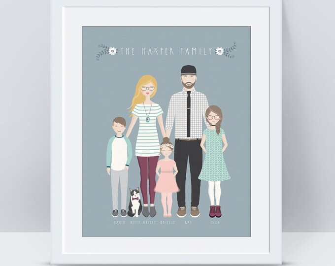 Custom Family Portrait PRINTABLE, Personalized Family Illustration ...