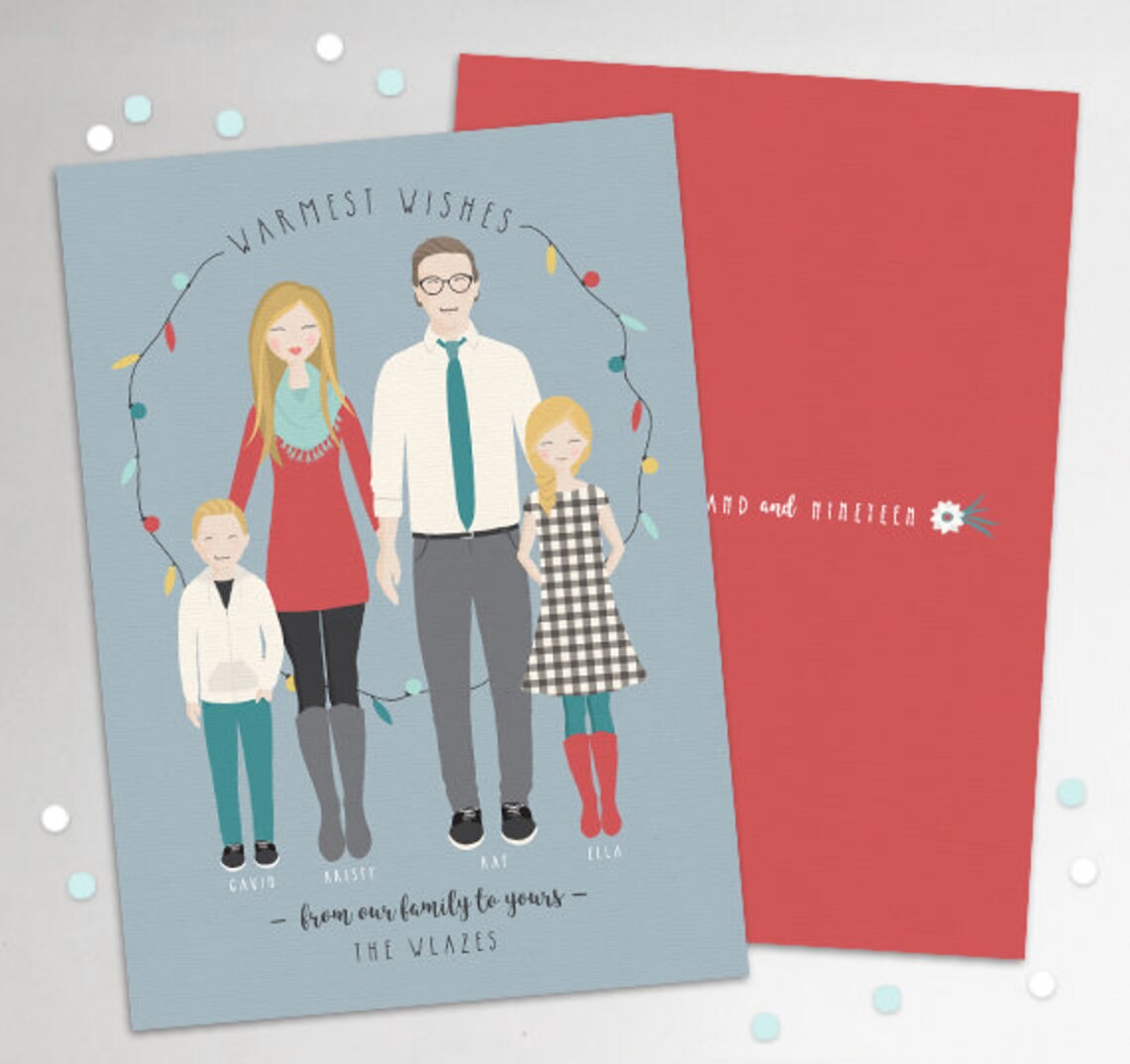 Custom Family Portrait Christmas Cards PRINTABLE Family - Etsy