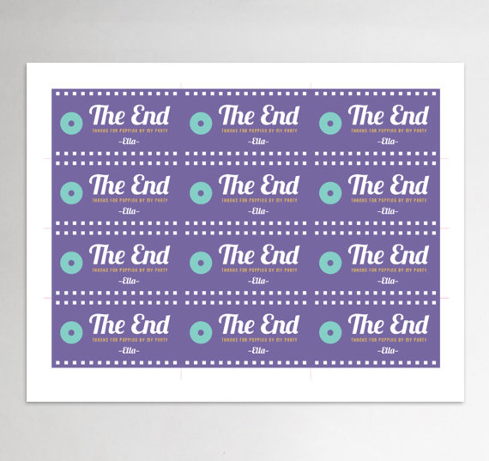 Movie Party Tags PRINTABLE Movie Birthday Favor Tags Movie - Etsy