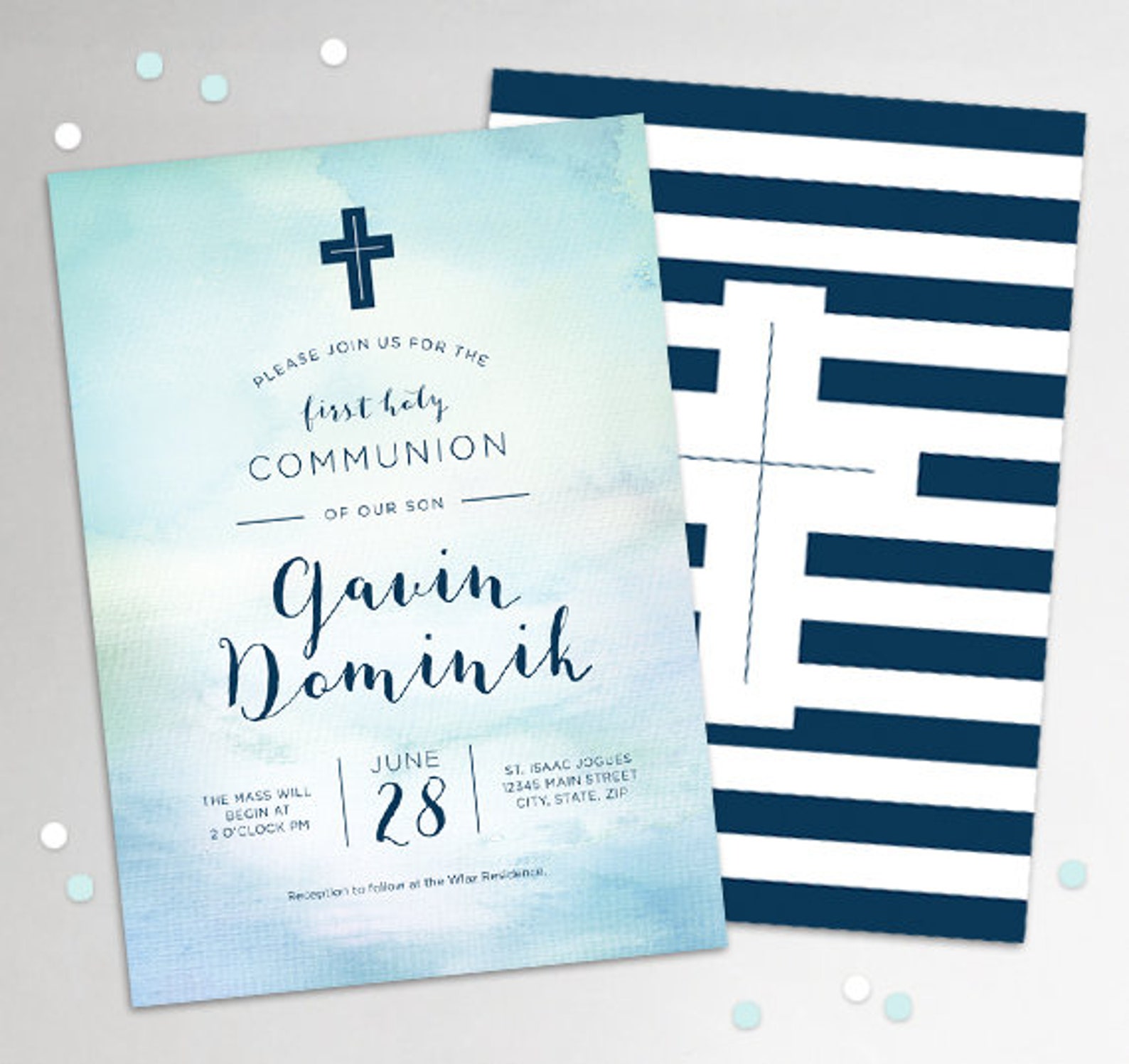 First Communion Invitation Boy PRINTABLE Communion - Etsy
