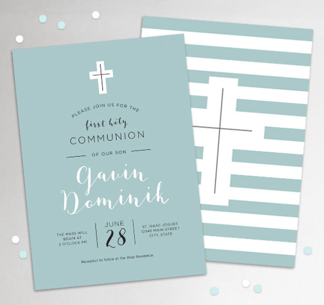 First Communion Invitation Boy PRINTABLE Communion - Etsy