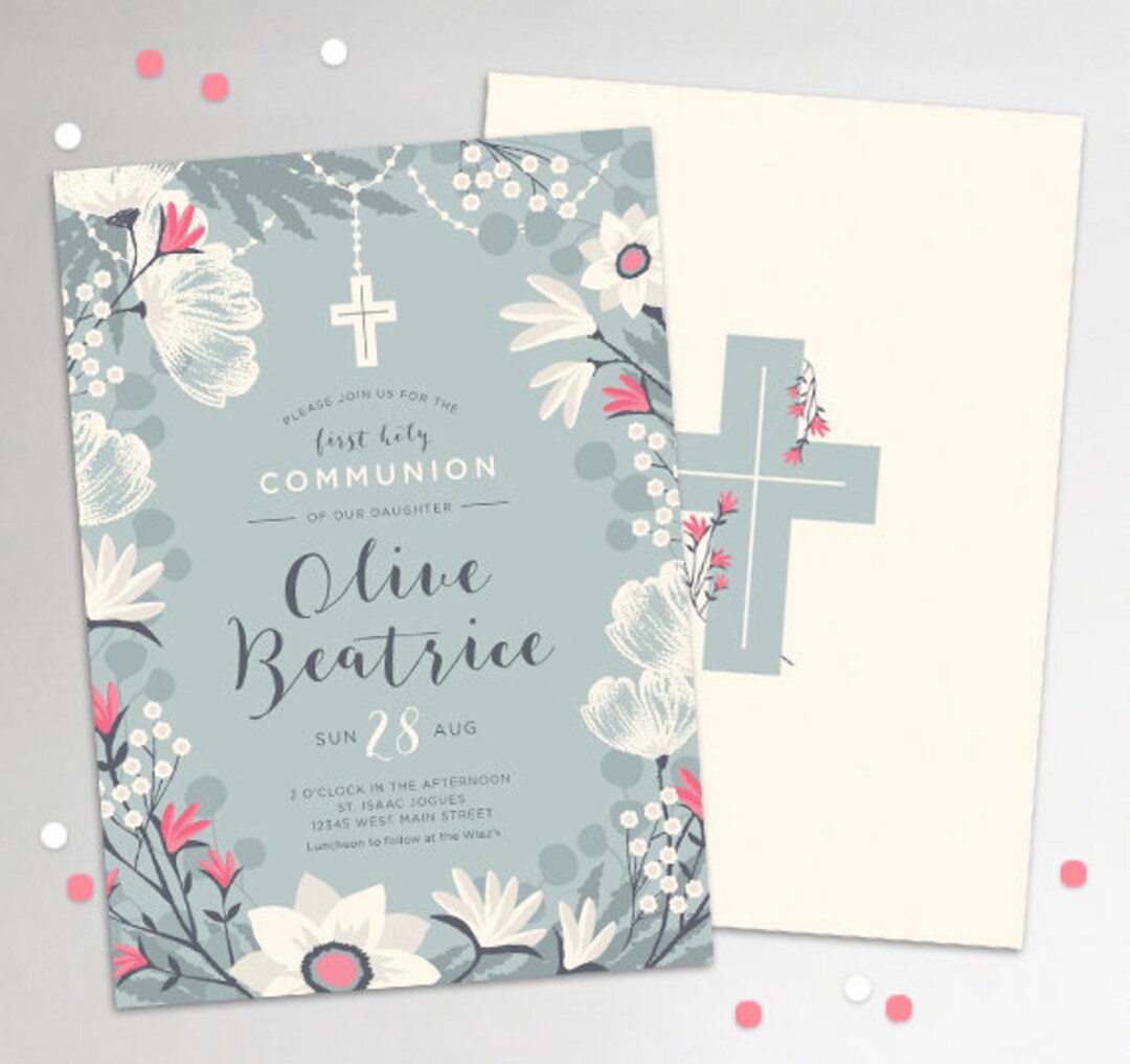 First Communion Invitation Girl PRINTABLE Communion - Etsy