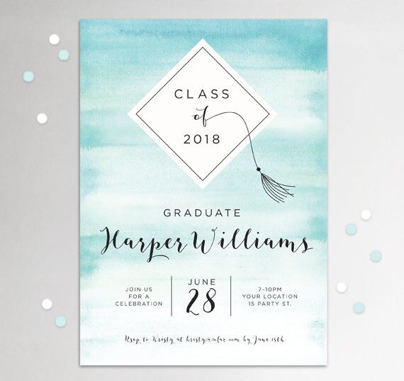 Watercolor Graduation Invitation PRINTABLE Graduation | Etsy