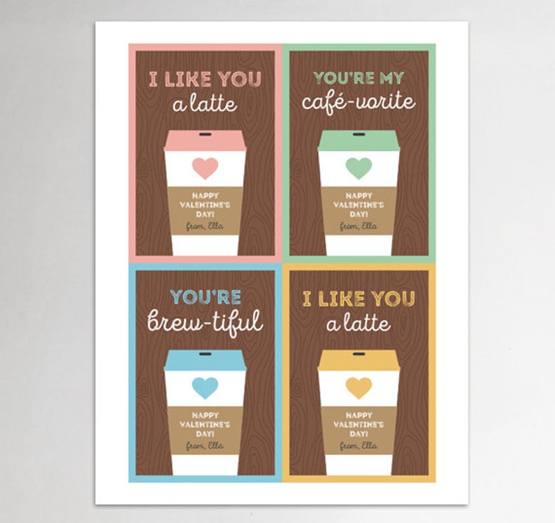 CUSTOMIZED Coffee Valentines Day Card PRINTABLE Classroom - Etsy