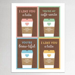 Coffee Valentines Day Card PRINTABLE Classroom Valentines | Etsy