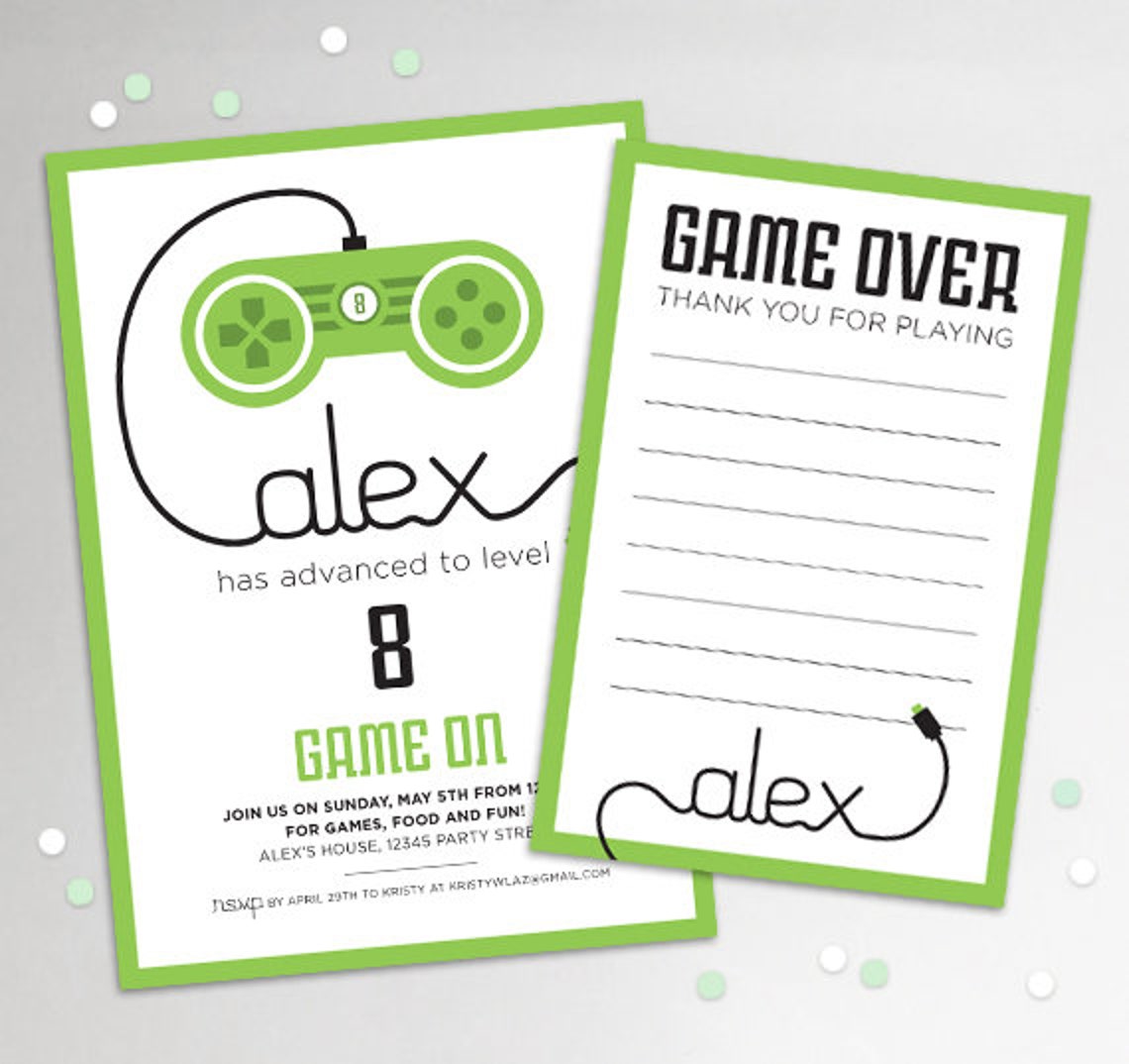 Video Game Invitation PRINTABLE Gamer Party Invitation Video - Etsy