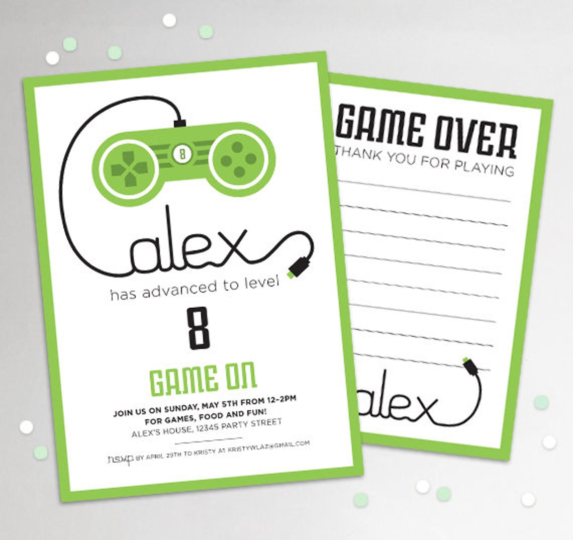 Video Game Invitation PRINTABLE Gamer Party Invitation Video - Etsy