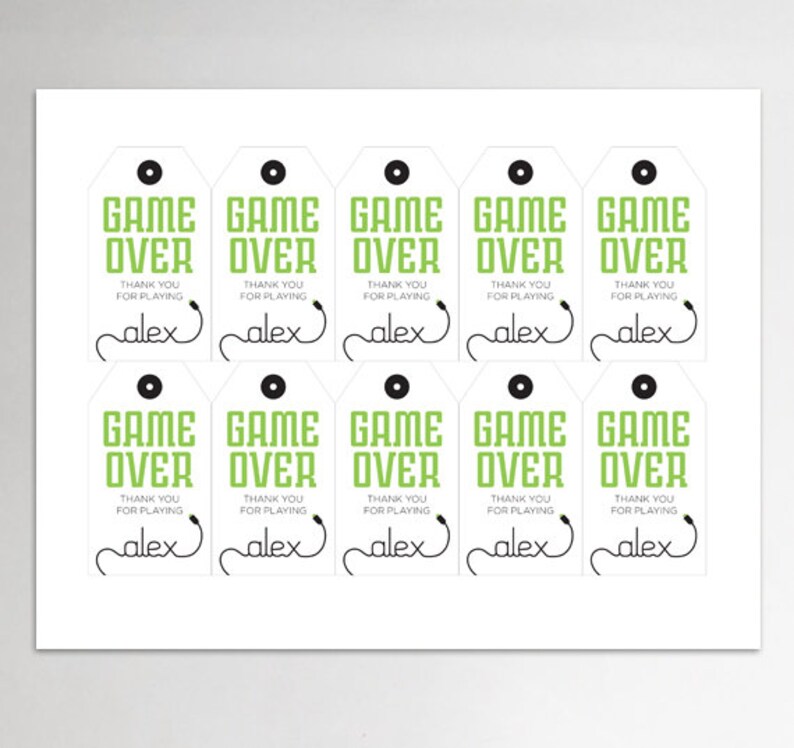 Video Game Party Favor Tags PRINTABLE Video Game Party - Etsy