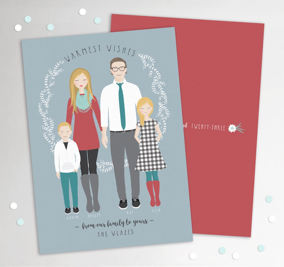 Custom Family Portrait Christmas Cards PRINTABLE, Family Portrait ...