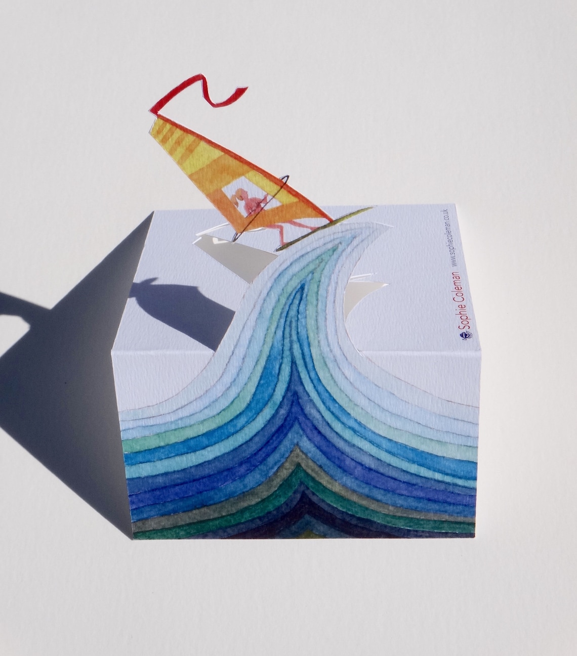 Pop-up Card. Sea Card. Windsurfing Card. Watercolour. Surf Board ...