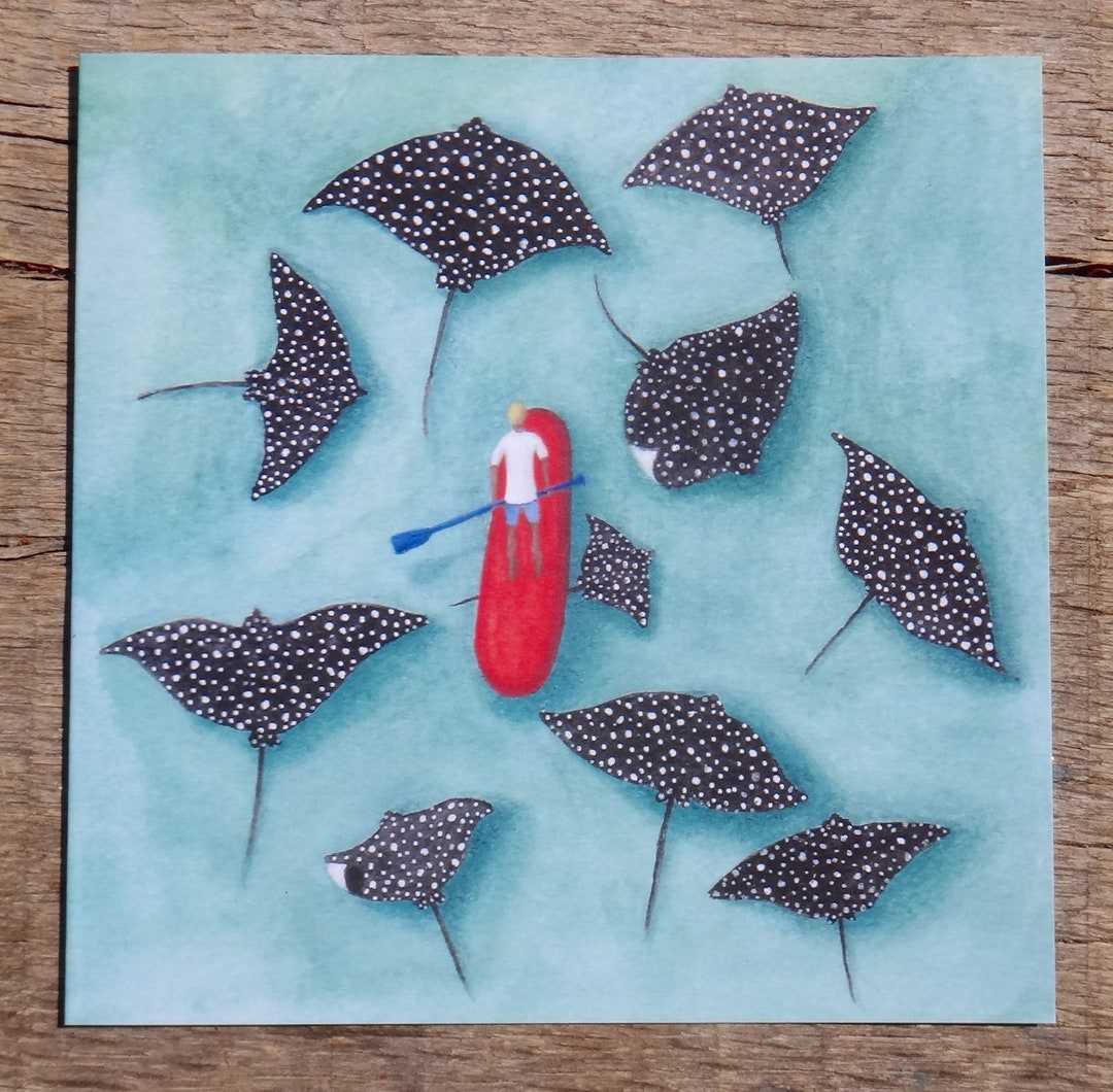 Paddle Boarding With Rays, Paddle Board Card, Sup, Paddling, Ocean ...