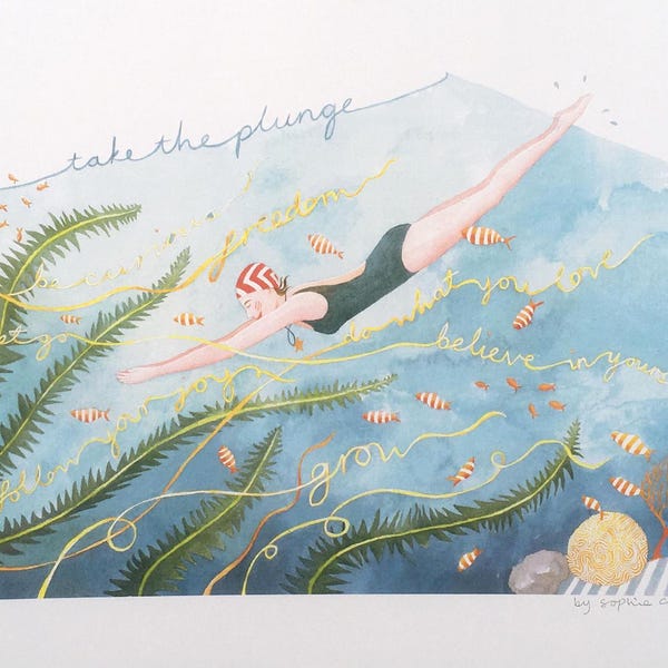 Swimming Art - Etsy