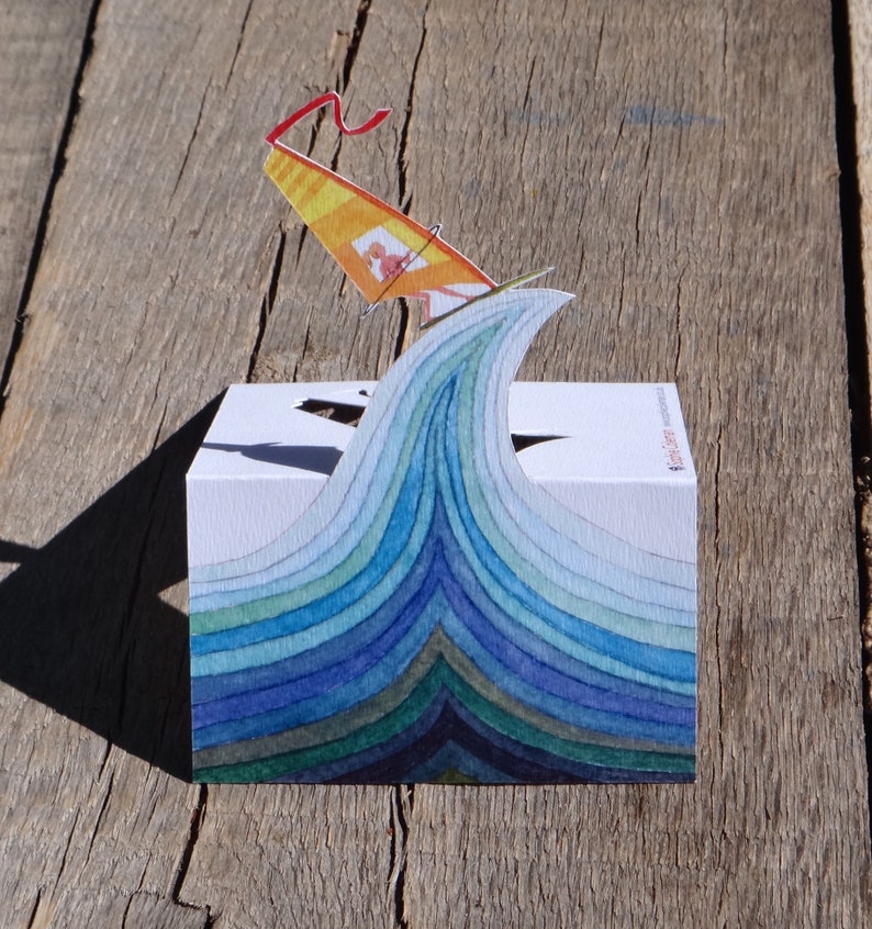 Pop-up Card. Sea Card. Windsurfing Card. Watercolour. Surf Board ...