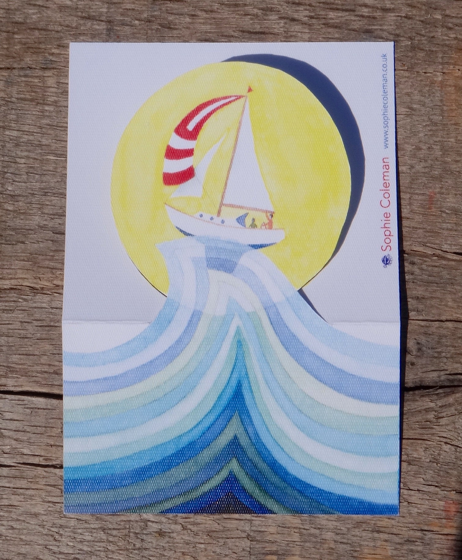 Yacht on an Ocean Wave. Illustration. Pop-up Greetings Card. Sailing ...