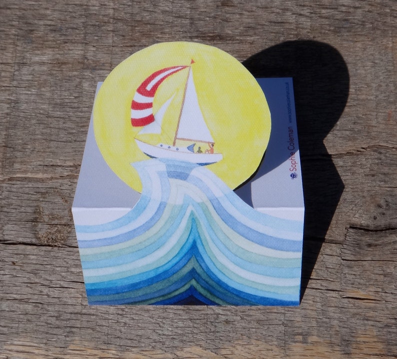 Yacht on an Ocean Wave. Illustration. Pop-up Greetings Card. | Etsy