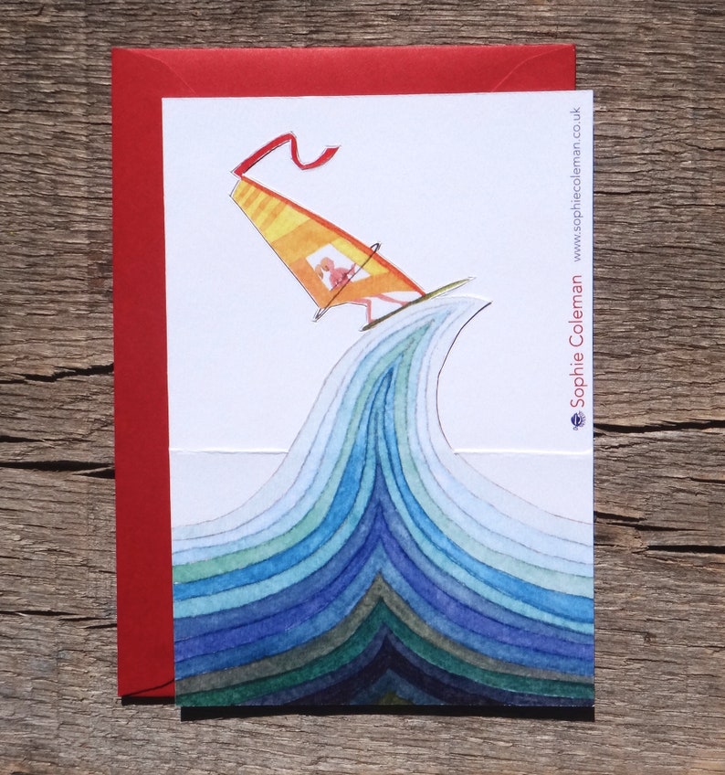Pop-up Card. Sea Card. Windsurfing Card. Watercolour. Surf Board ...