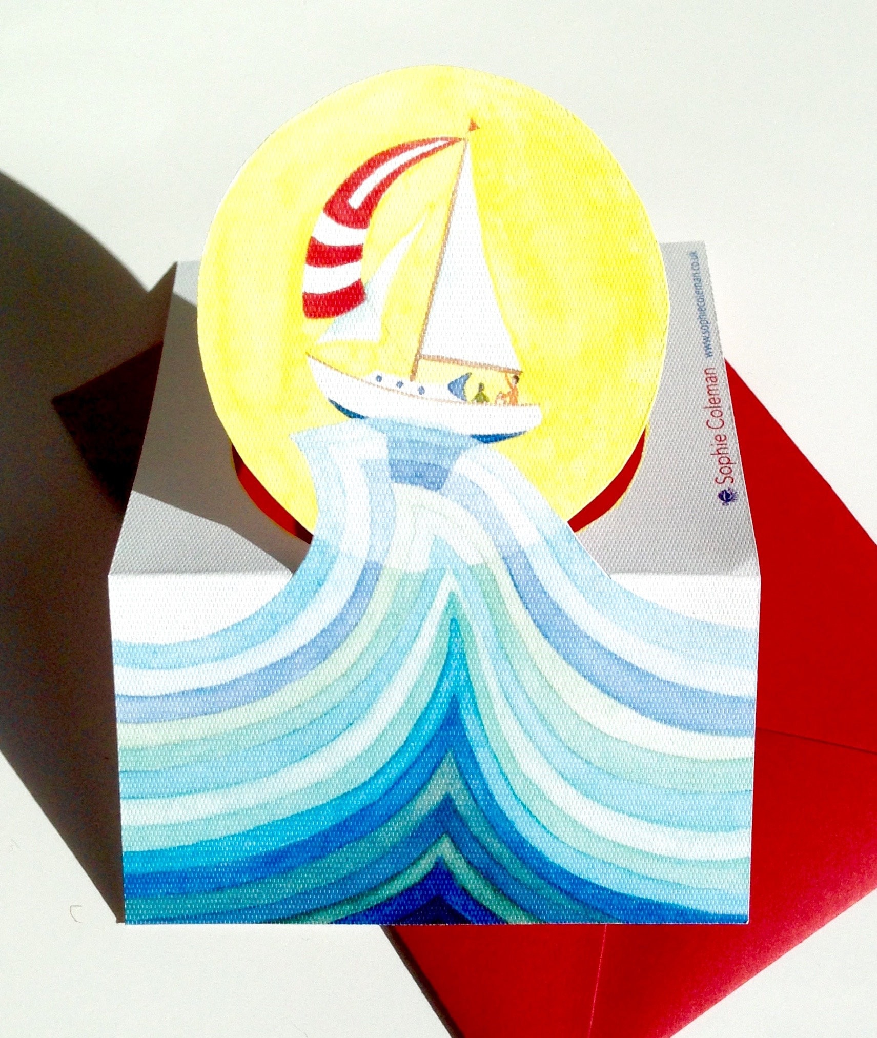 Yacht on an Ocean Wave. Illustration. Pop-up Greetings Card. Sailing ...