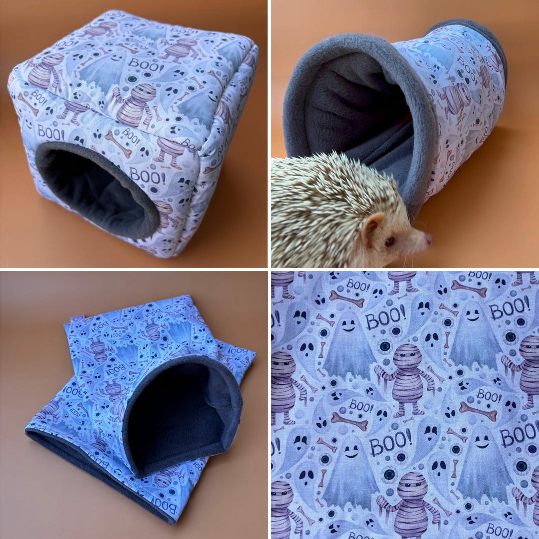 Halloween Mummy and Ghosts Full Cage Set. Cube House, Snuggle Sack ...