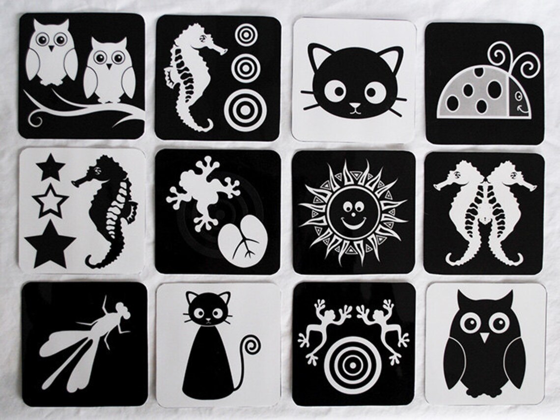 Black & White Baby Graphics Infant Visual Stimulation Art - Etsy