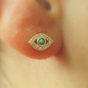 Gold Evil Eye Cz Stud Earrings, Evil Eye Studs, Cz Evil Eye Jewelry, Tiny Evil Eye Studs - Etsy