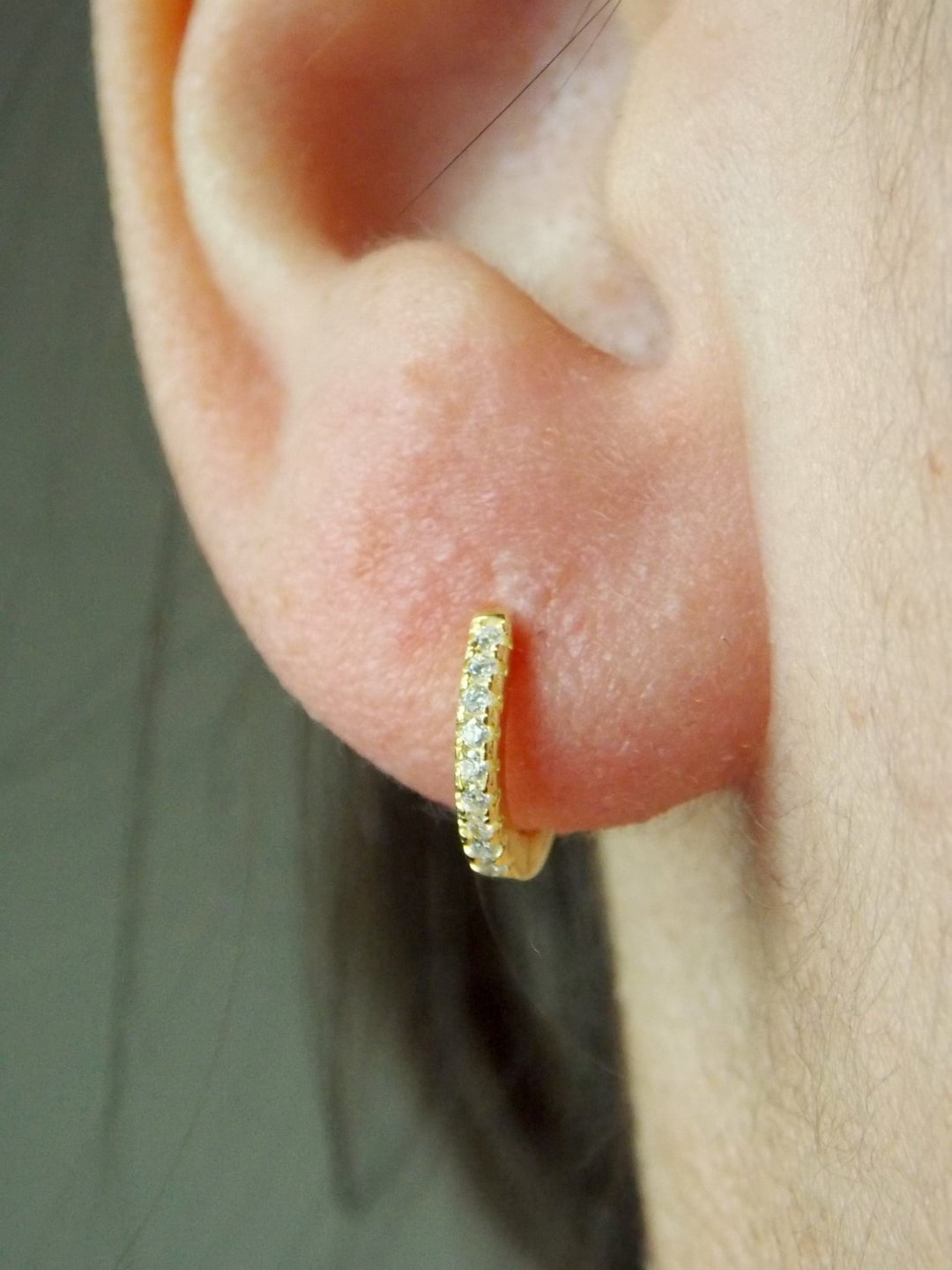 Small Hoops - Mini Ear Huggie Hoop Earrings, GOLD - Tiny Cz Cartilage ...