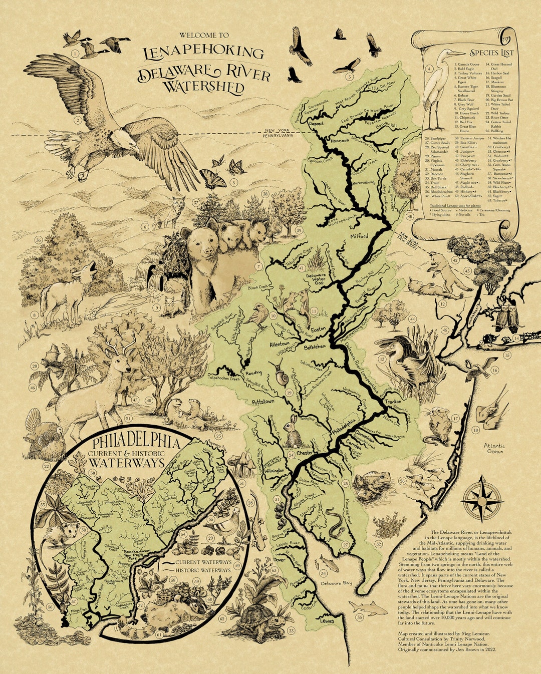 Map of Delaware River Watershed/lenapehoking, 16"x20" - Etsy