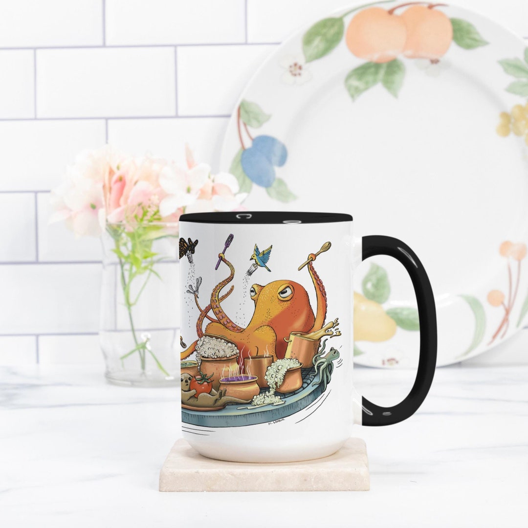 Octopus Mug Deluxe 15oz. (black + White) - Etsy