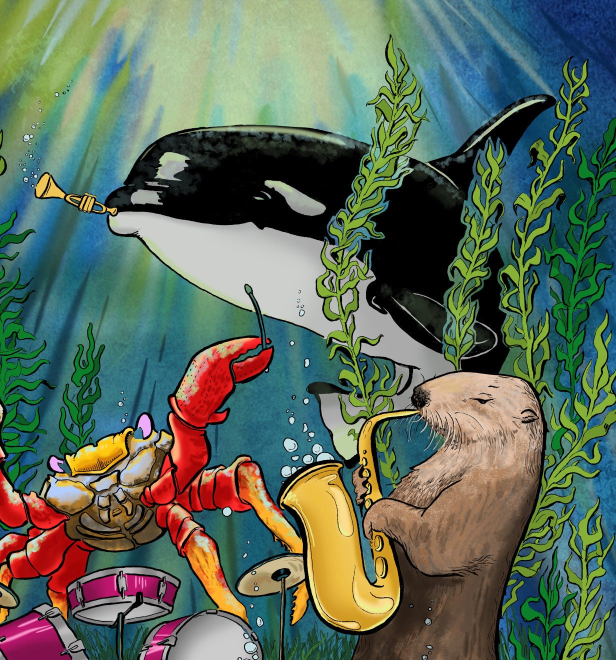 Ocean Animals Playing Music 11"x14" Print - Etsy