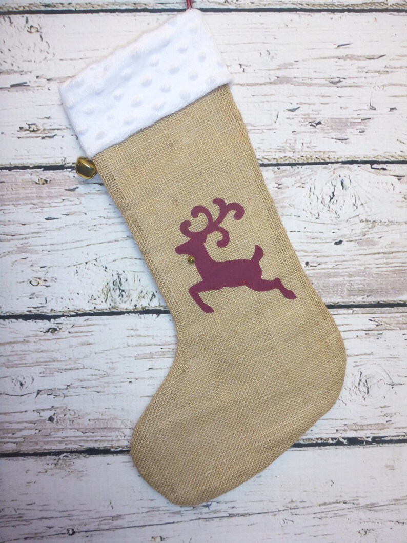 Rustic Burlap/homespun Christmas Stockings. Fully Lined, With Appliqué ...