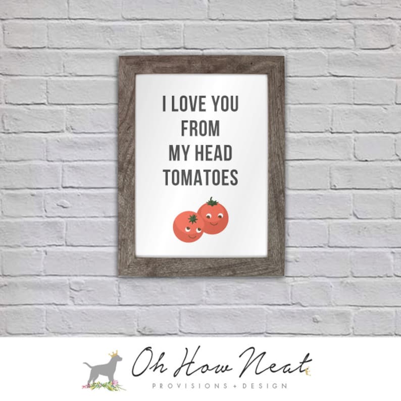 Printable Valentine I Love You From My Head Tomatoes Cute - Etsy