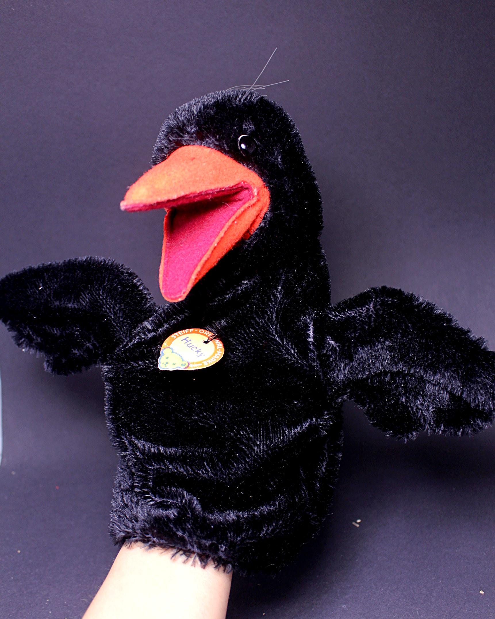 Vintage Steiff Raven Hand Puppet Hucky: Mohair Plush Toy With Ids - Etsy