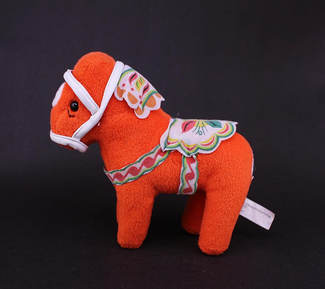 Vintage Nordic Scandinavian DALA Horse,stuffed Animal Plush Toy Orange ...