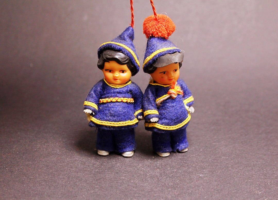 Sami Twins Rare Pair Rubber Body Finnish Miniature Dolls Souvenir ...