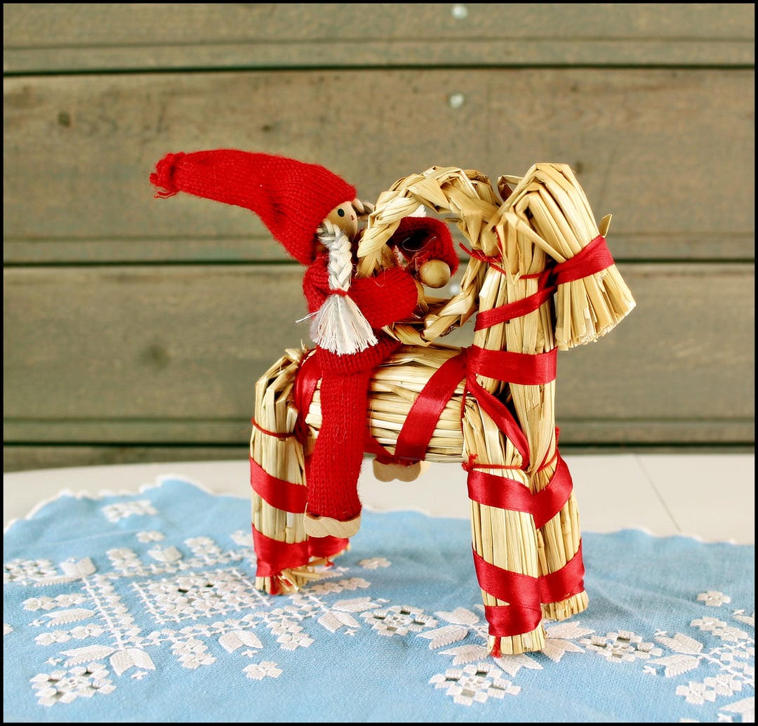 Vintage Straw Dala Goat,scandinavian Straw Christma Decoration Animal ...