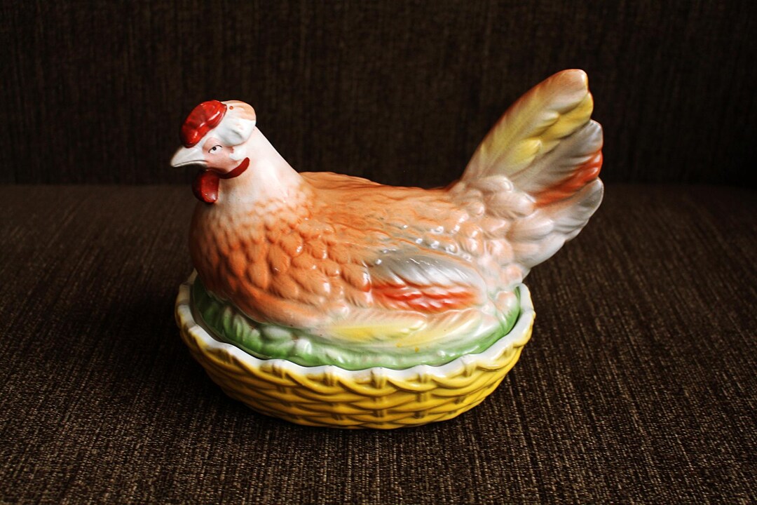 Vintage Gustavbergs Ceramic Hen on Nest,ceramic Egg Basket/candy Basket ...