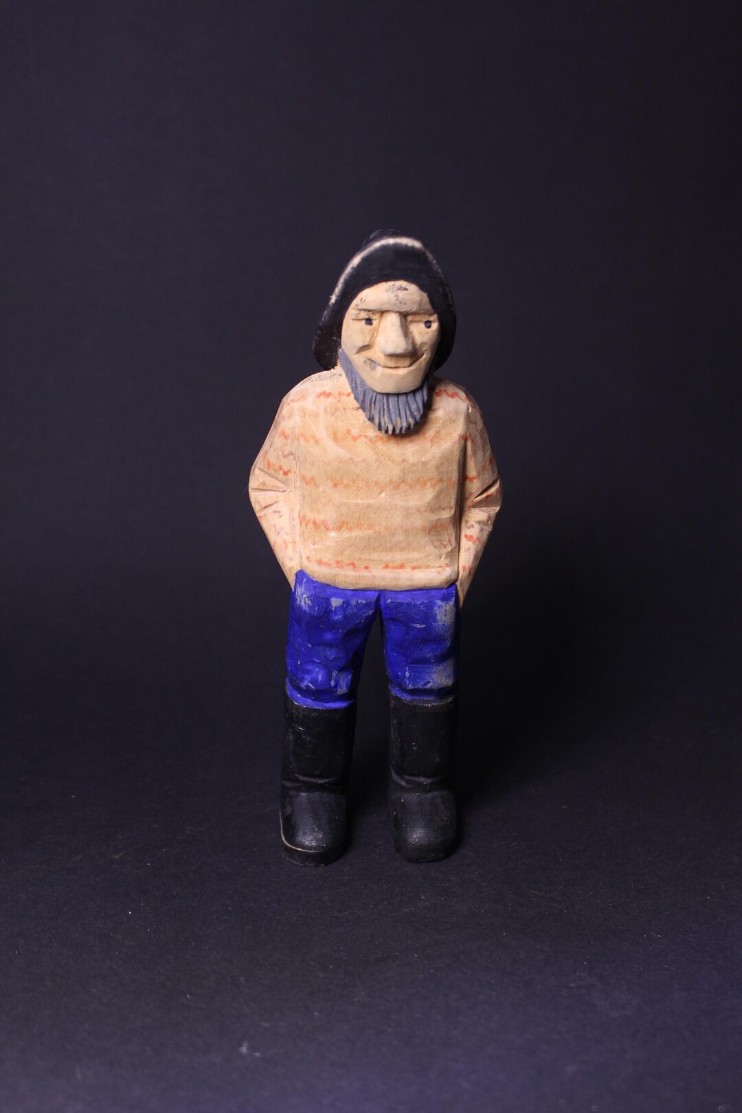 Vintage Carved Wood Sea Captain Figure: Nautical Decor (6.88 Inch ...