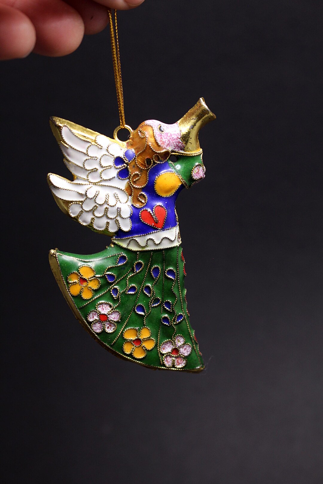 Vintage Enameling Angel Ornament: Angel Ornament,enameling Winged Angel ...
