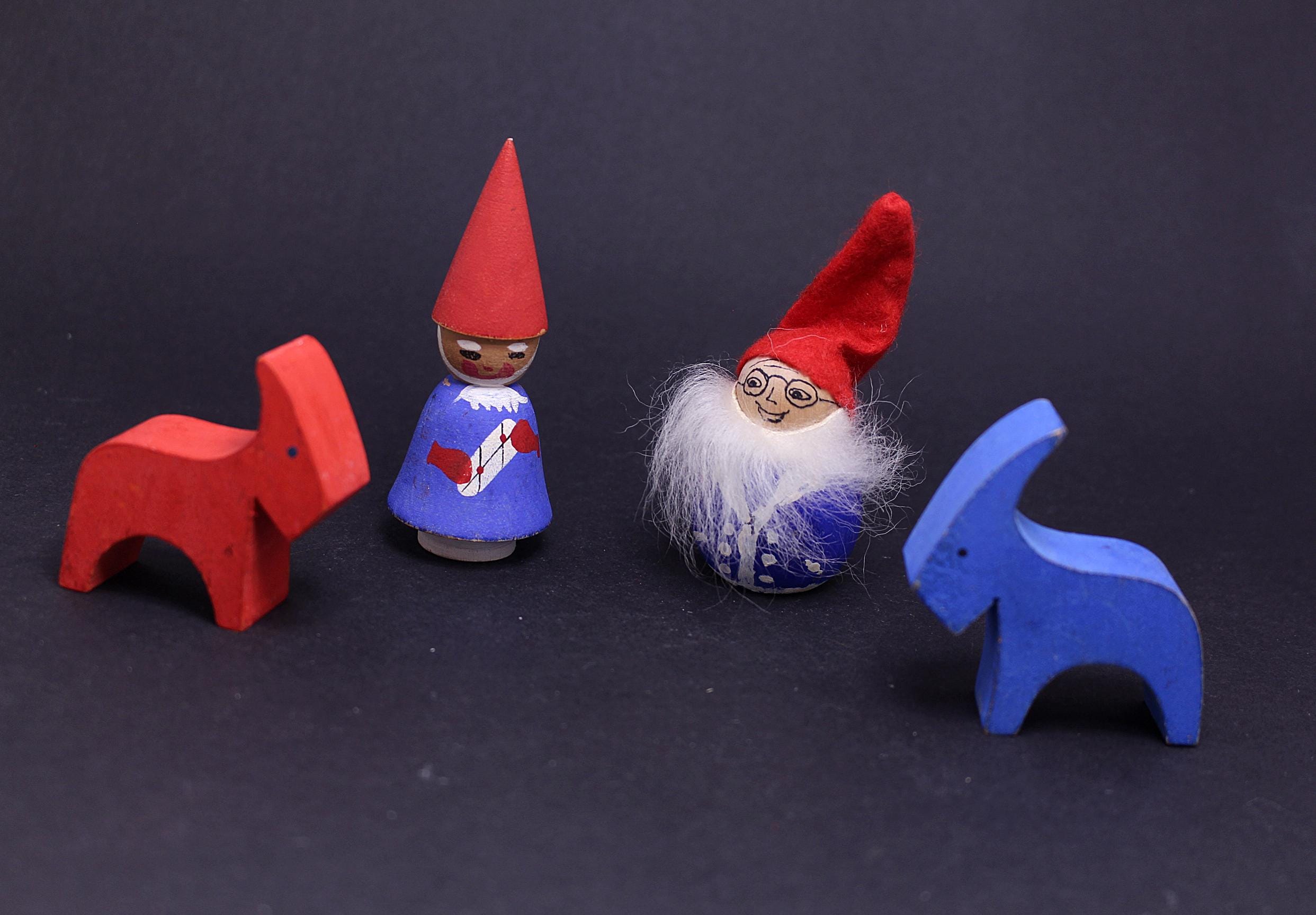 Vintage Swedish Christmas Tomte Gnome & Dala Goat Figures - Etsy